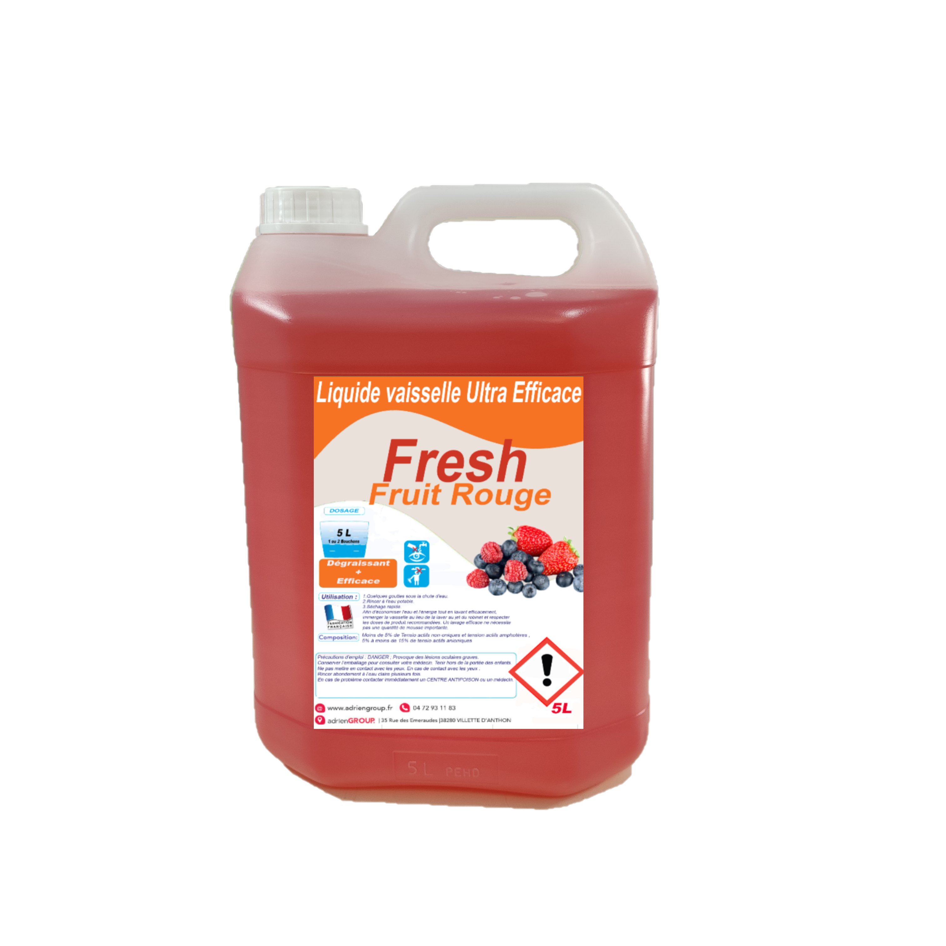 4 BIDONS DE LIQUIDE VAISSELLE FRUITS ROUGE – FRESH